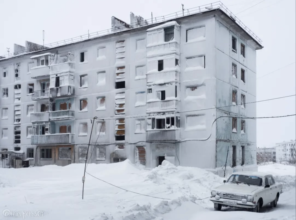 Maria Passer: edificios de la era soviética disfrazados de nieve
